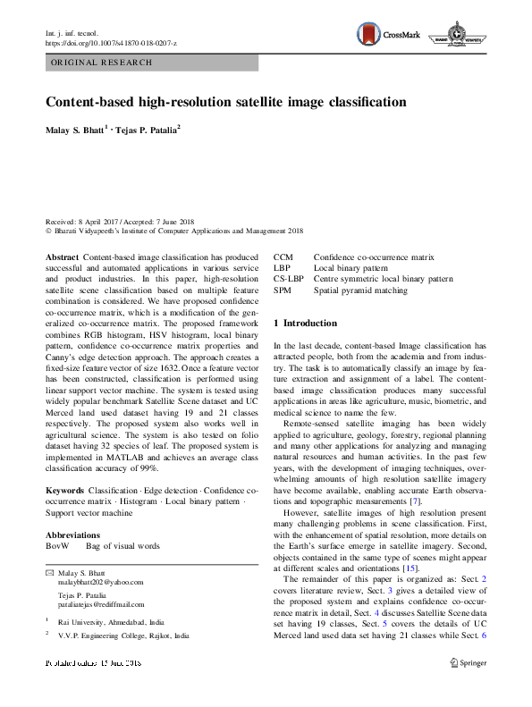 Pdf High Resolution Satellite Image Classification