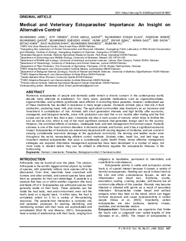 (PDF) Medical and Veterinary Ectoparasites' Importance: An Insight on ...