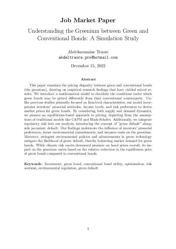 (PDF) Job Market Paper: Understanding the Greenium between Green and ...