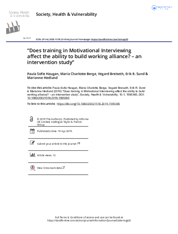(PDF) “Does training in Motivational Interviewing affect the ability to ...