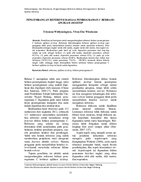 (PDF) Pengembangan Referensi Bahasa Pemrograman C Berbasis Aplikasi Desktop
