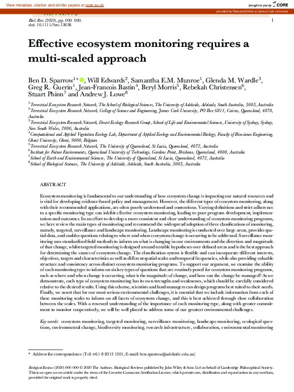(PDF) Effective ecosystem monitoring requires a multi‐scaled approach