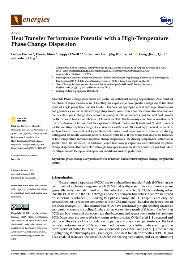 (PDF) Heat Transfer Performance Potential with a High-Temperature Phase ...