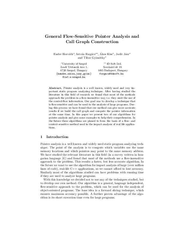 (PDF) General flow-sensitive pointer analysis and call graph construction