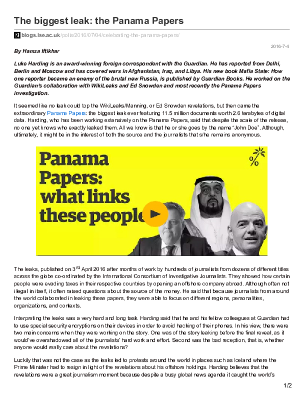 (PDF) The biggest leak: the Panama Papers