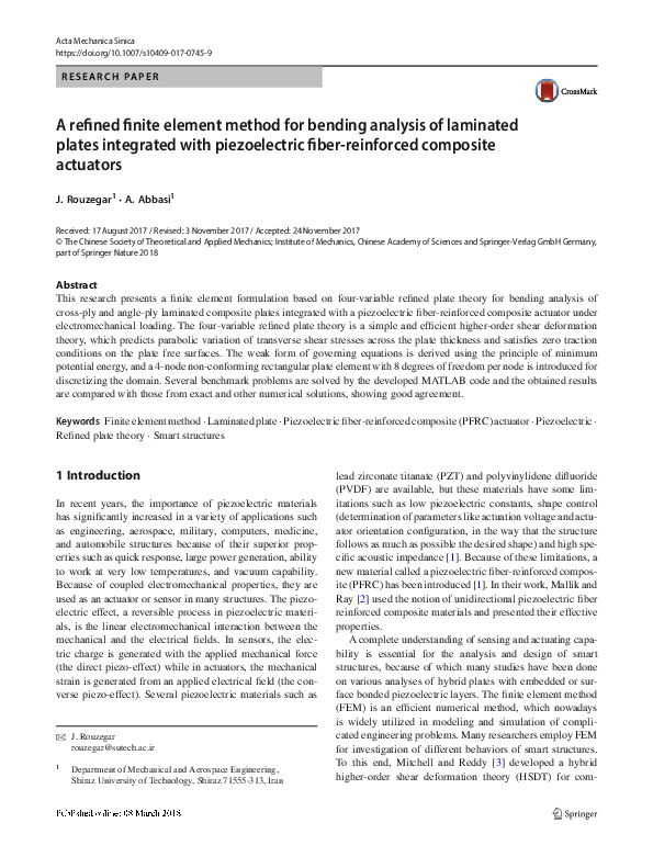 (PDF) A refined finite element method for bending analysis of laminated ...