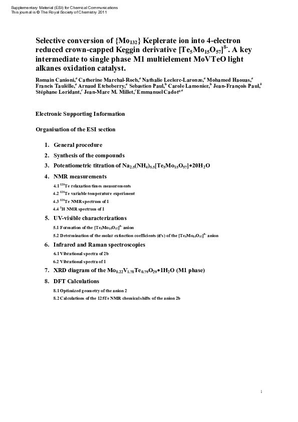 (PDF) Selective conversion of {Mo132} Keplerate ion into 4-electron ...