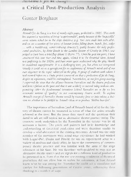 (PDF) Artaud's Jet de Sang : a Critical Post-Production Analysis