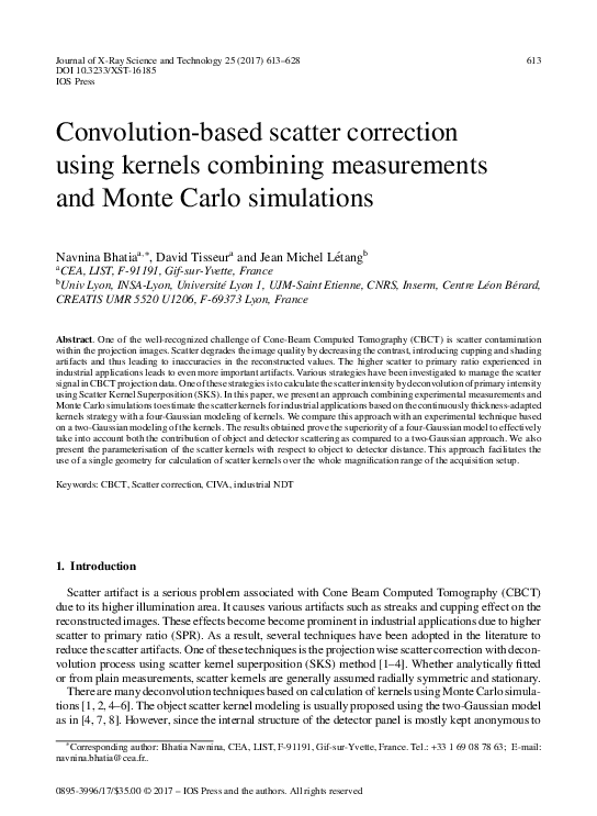 (PDF) Convolution-based scatter correction using kernels combining measurements and Monte Carlo ...