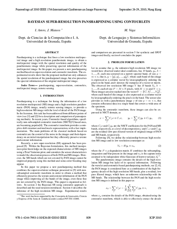 (PDF) Bayesian super-resolution pansharpening using contourlets