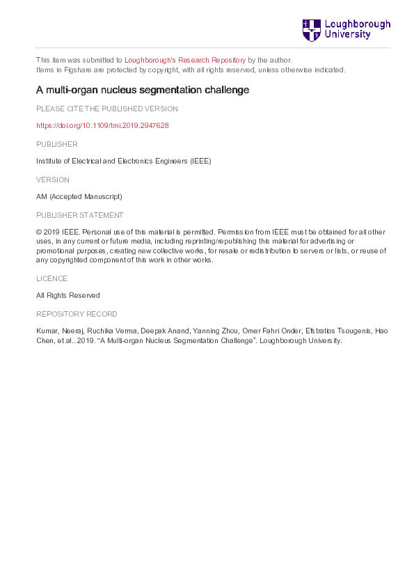 (PDF) A Multi-Organ Nucleus Segmentation Challenge | Isabella Ellinger - Academia.edu