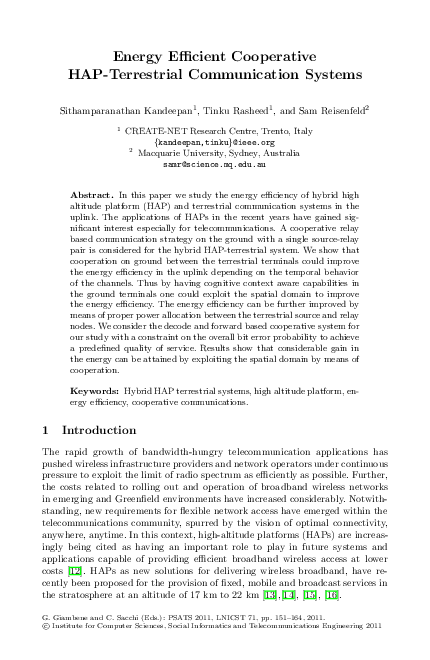 (PDF) Energy Efficient Cooperative HAP-Terrestrial Communication ...