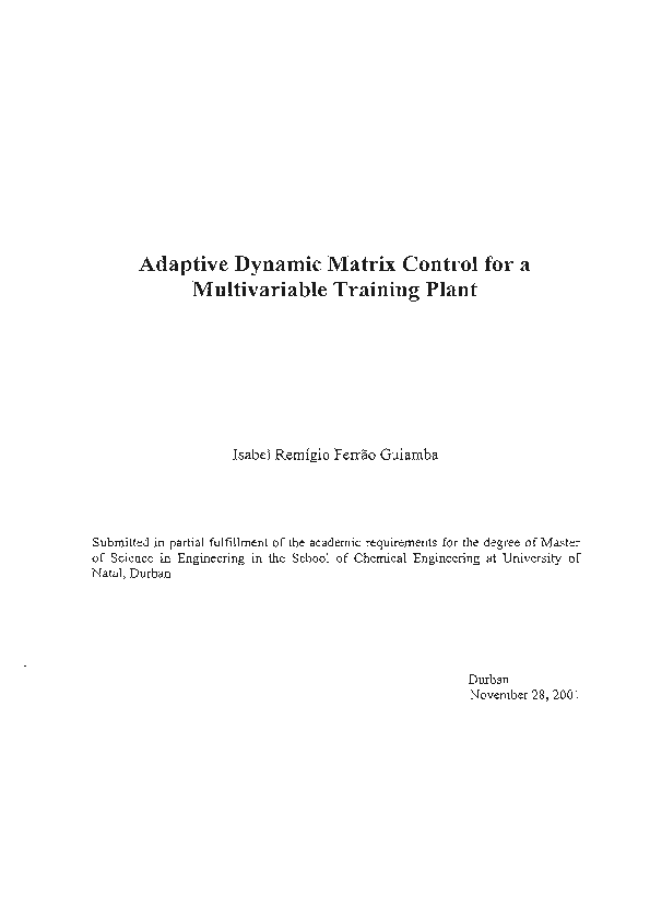 (PDF) Adaptive dynamic matrix control for a multivariable training plant
