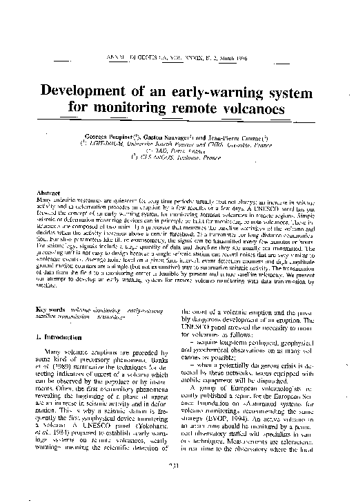 (PDF) Development of an early-warning system for monitoring remote ...