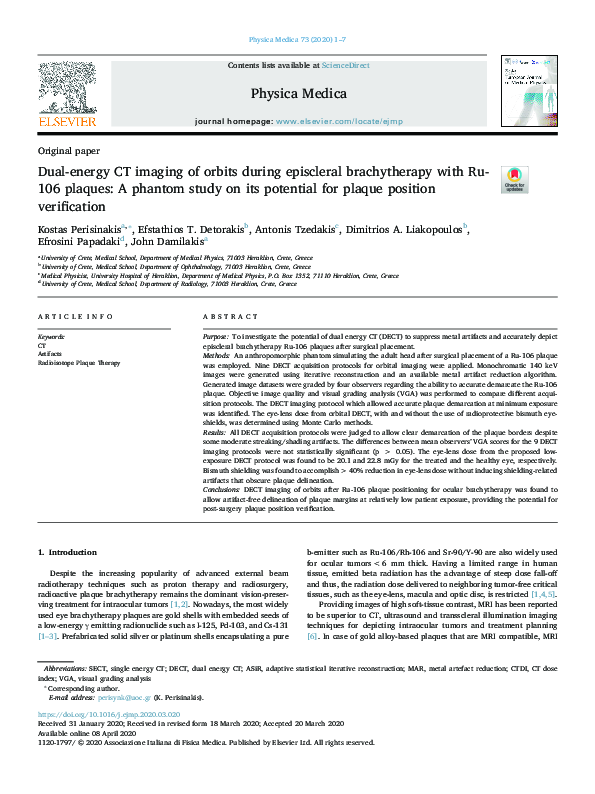 (PDF) Dual-energy CT imaging of orbits during episcleral brachytherapy ...
