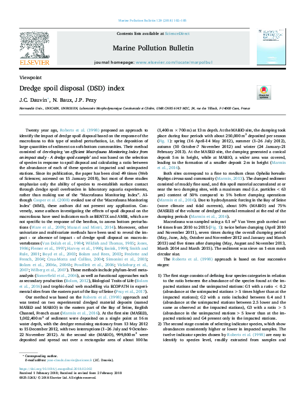 (PDF) Dredge spoil disposal (DSD) index