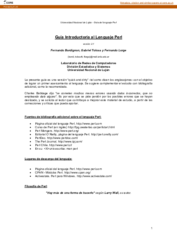 (PDF) Guía introductoria al lenguaje Perl