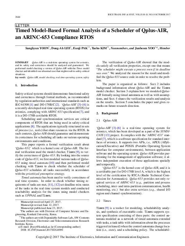 (PDF) Timed Model-Based Formal Analysis of a Scheduler of Qplus-AIR, an ...