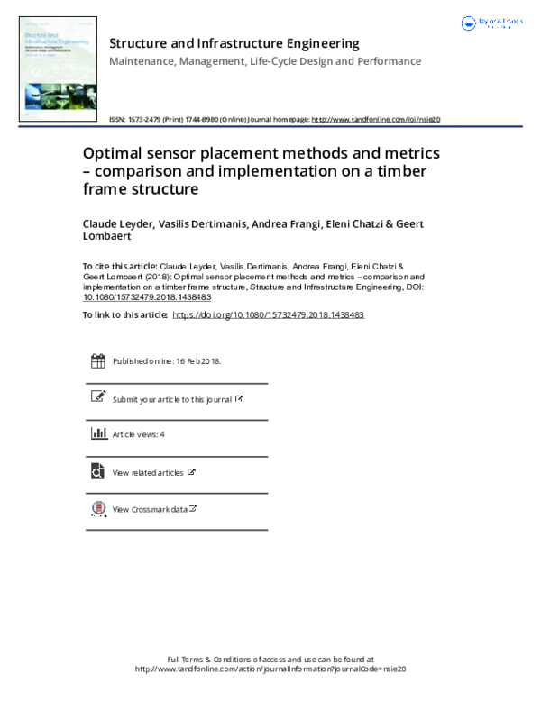 Pdf Optimal Sensor Placement Methods And Metrics Comparison And Implementation On A Timber