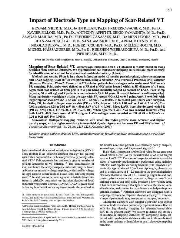 (PDF) Impact of Electrode Type on Mapping of Scar‐Related VT
