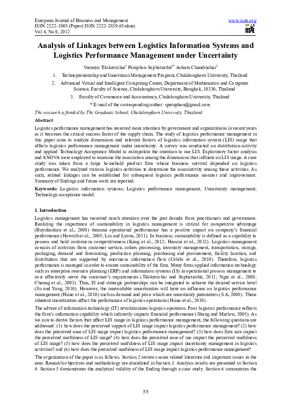 (PDF) Analysis of Linkages between Logistics Information Systems and ...