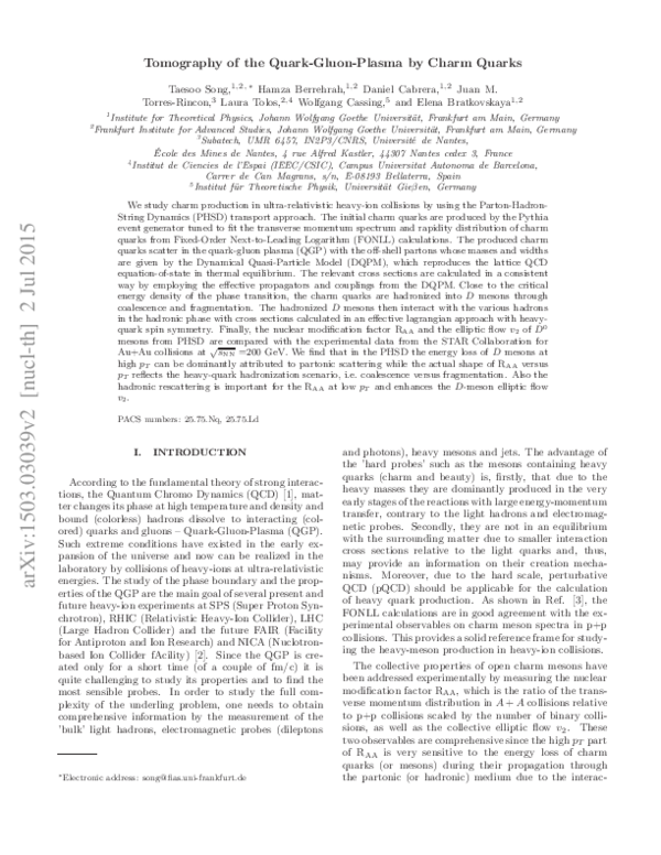 (PDF) Tomography of the quark-gluon plasma by charm quarks