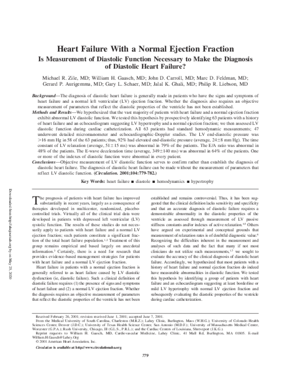 (PDF) Heart Failure With a Normal Ejection Fraction | Gary Schaer ...