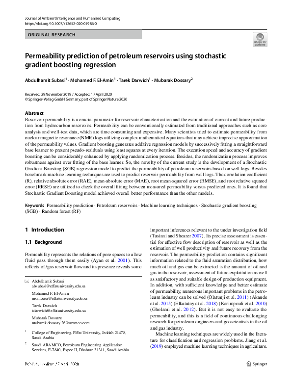 (PDF) Permeability prediction of petroleum reservoirs using stochastic ...