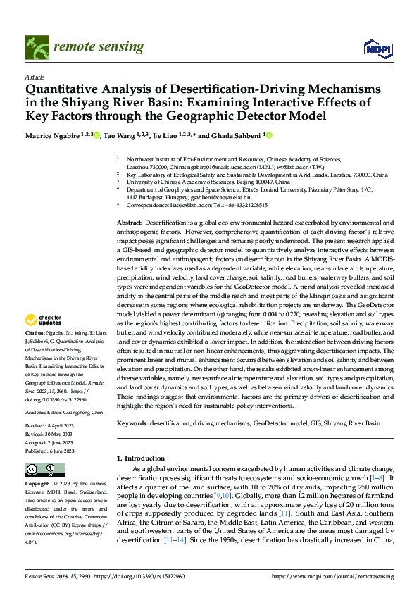 (PDF) Quantitative Analysis of Desertification-Driving Mechanisms in the Shiyang River Basin ...