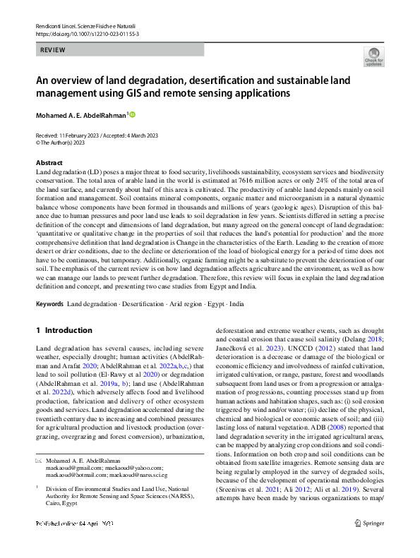 (PDF) An overview of land degradation, desertification and sustainable ...