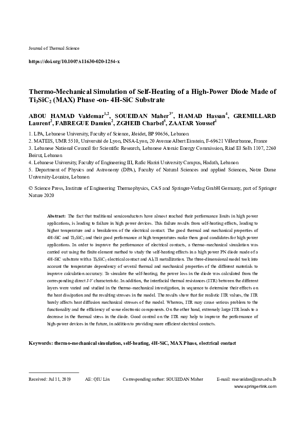 (PDF) Thermo-Mechanical Simulation of Self-Heating of a High-Power ...