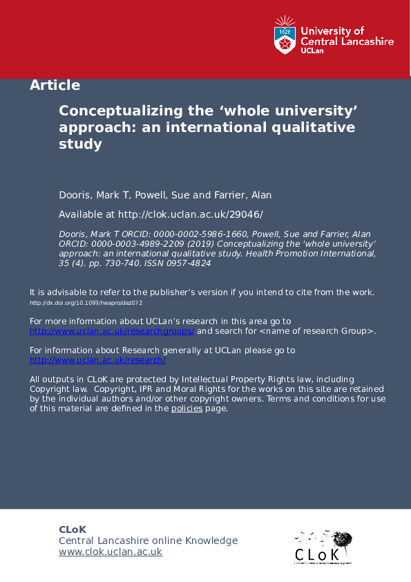 (PDF) Conceptualizing the ‘whole university’ approach: an international qualitative study