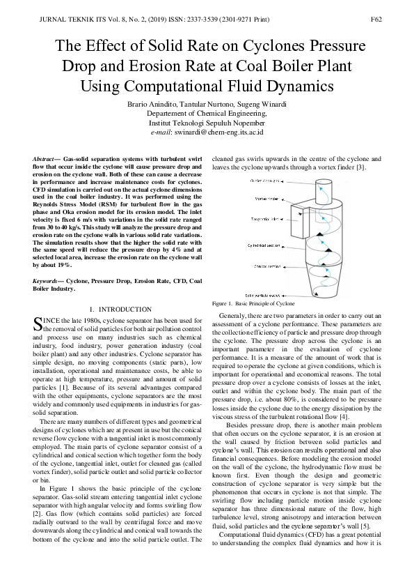 (PDF) The Effect of Solid Rate on Cyclones Pressure Drop and Erosion ...