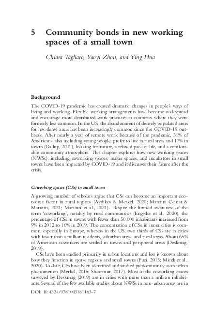 (PDF) Community bonds in new working spaces of a small town