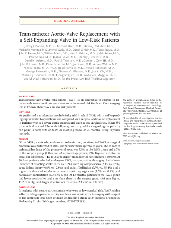 (PDF) Transcatheter Aortic-Valve Replacement with a Self-Expanding ...