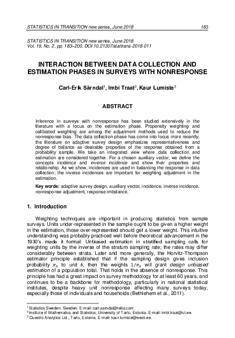 (PDF) Interaction Between Data Collection and Estimation Phases in ...