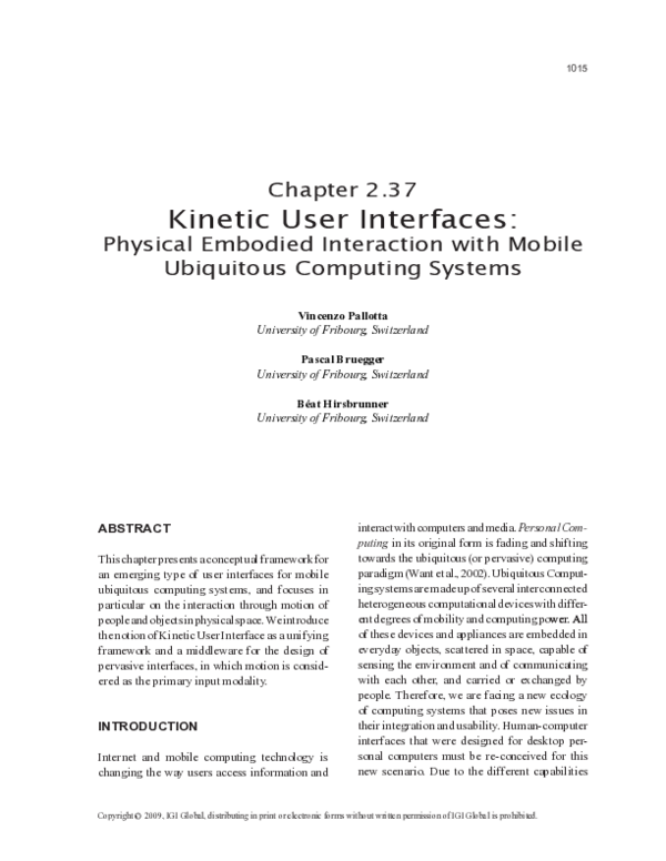 (PDF) Kinetic User Interfaces | Béat Hirsbrunner - Academia.edu