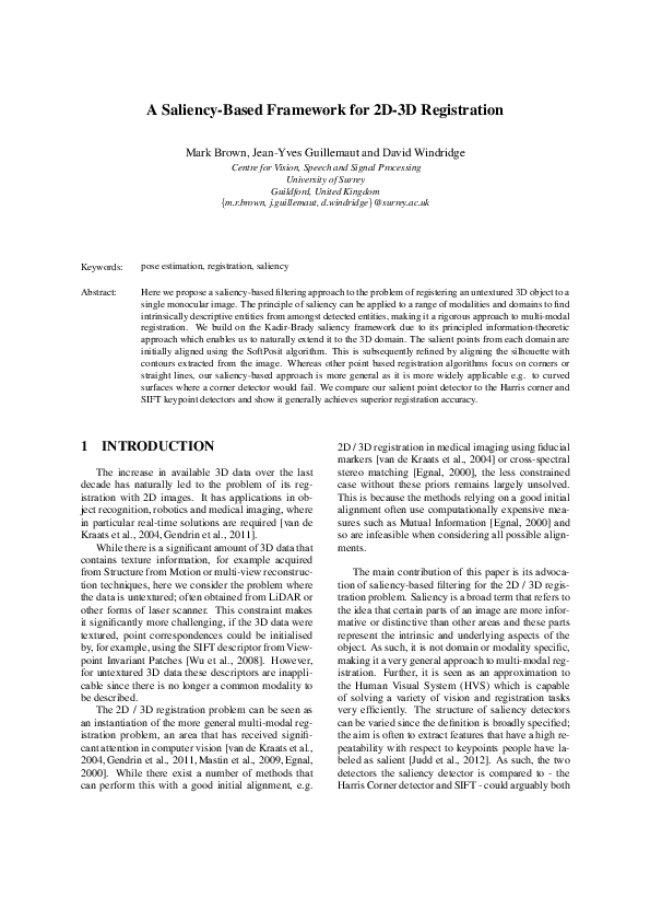 (PDF) A Saliency-based Framework for 2D-3D Registration