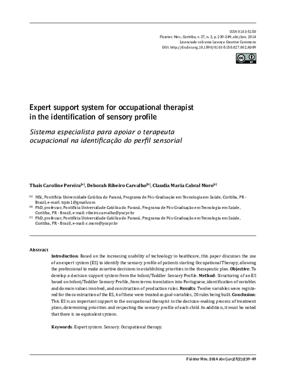 (PDF) Expert support system for occupational therapist in the ...