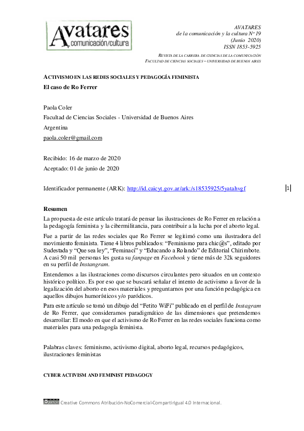 (PDF) Activismo en Las Redes Sociales y Pedagogía Feminista