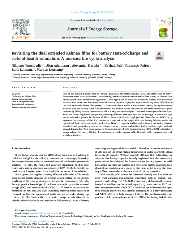 (PDF) Revisiting the dual extended Kalman filter for battery state-of ...