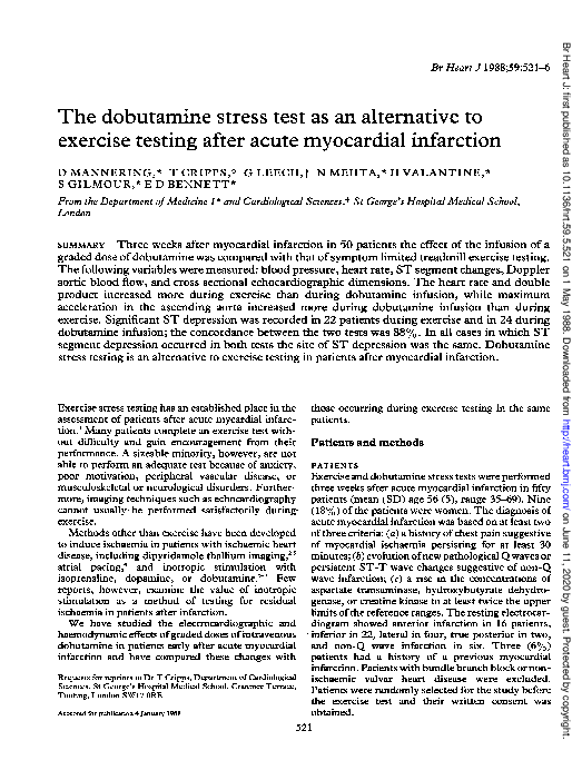 (PDF) The dobutamine stress test as an alternative to exercise testing ...