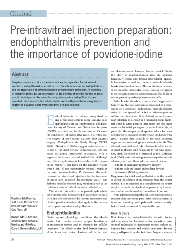 (PDF) Pre-intravitrael injection preparation: endophthalmitis ...