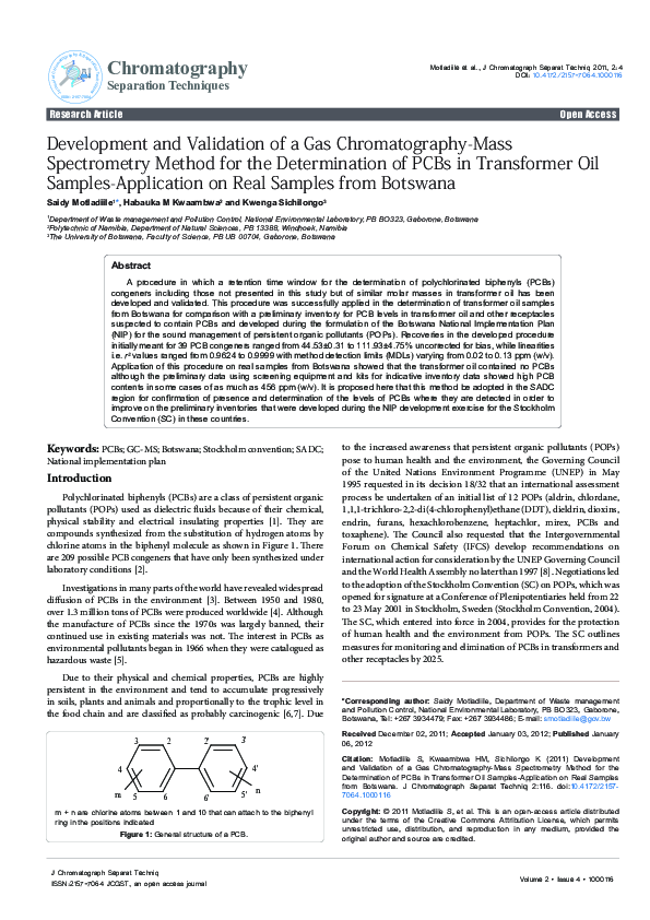 (PDF) Development and Validation of a Gas Chromatography-Mass Spectrometry Method for the ...