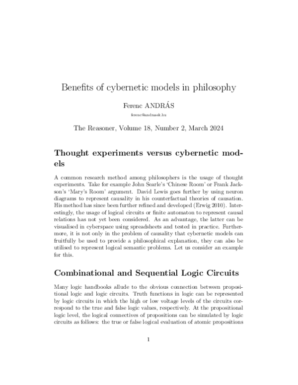 (PDF) Benefits of cybernetic models in philosophy