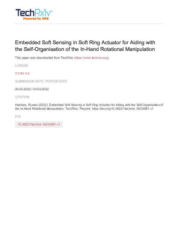 (PDF) Embedded Soft Sensing in Soft Ring Actuator for Aiding with the Self-Organisation of the ...
