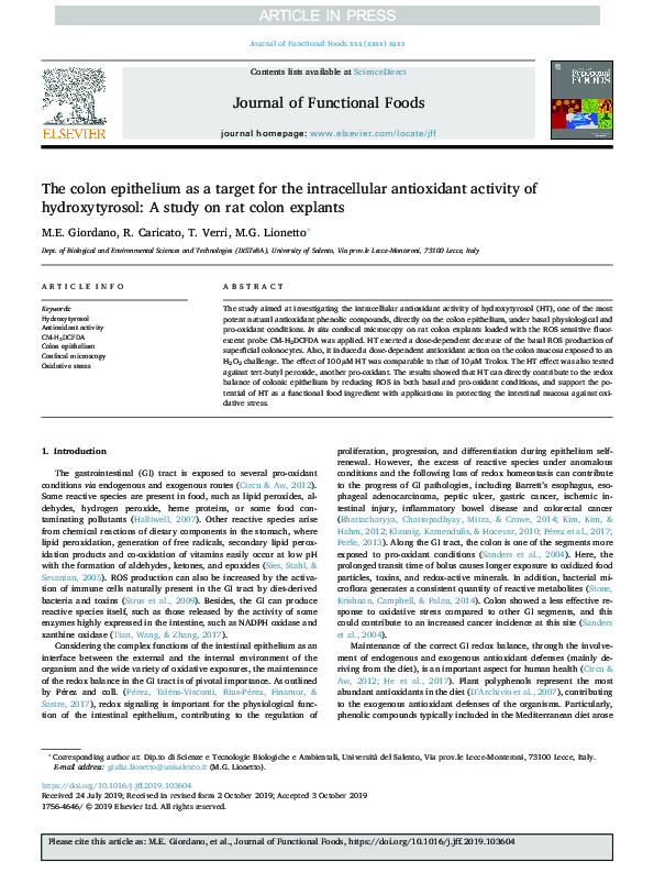 (PDF) The colon epithelium as a target for the intracellular ...