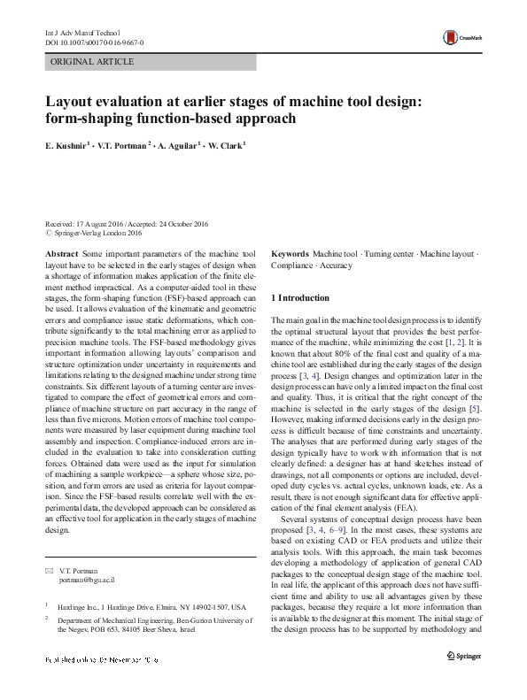 (PDF) Layout evaluation at earlier stages of machine tool design:form ...