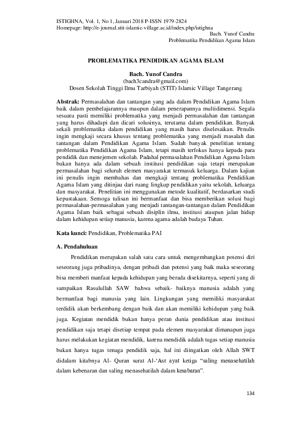 (PDF) Problematika Pendidikan Agama Islam