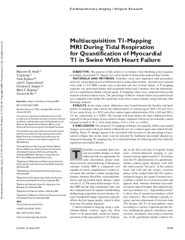 (PDF) T1-Mapping MRI in Swine Heart Failure